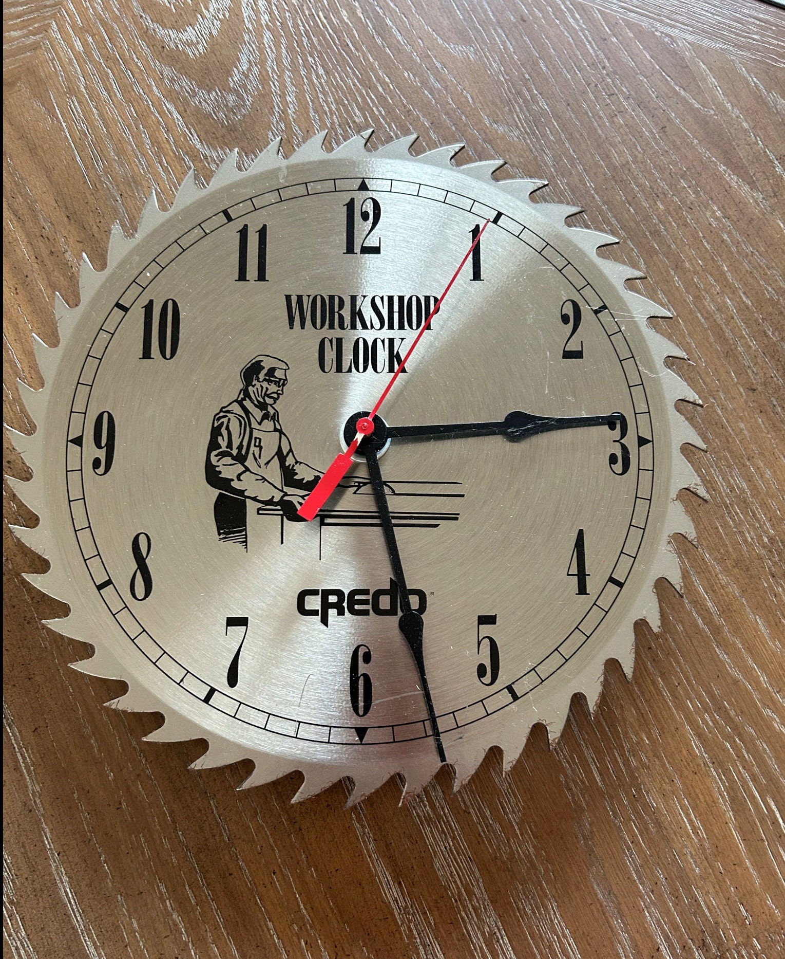 Vintage the Original Credo Workshop Clock, Craftsman Metal Steel Saw ...
