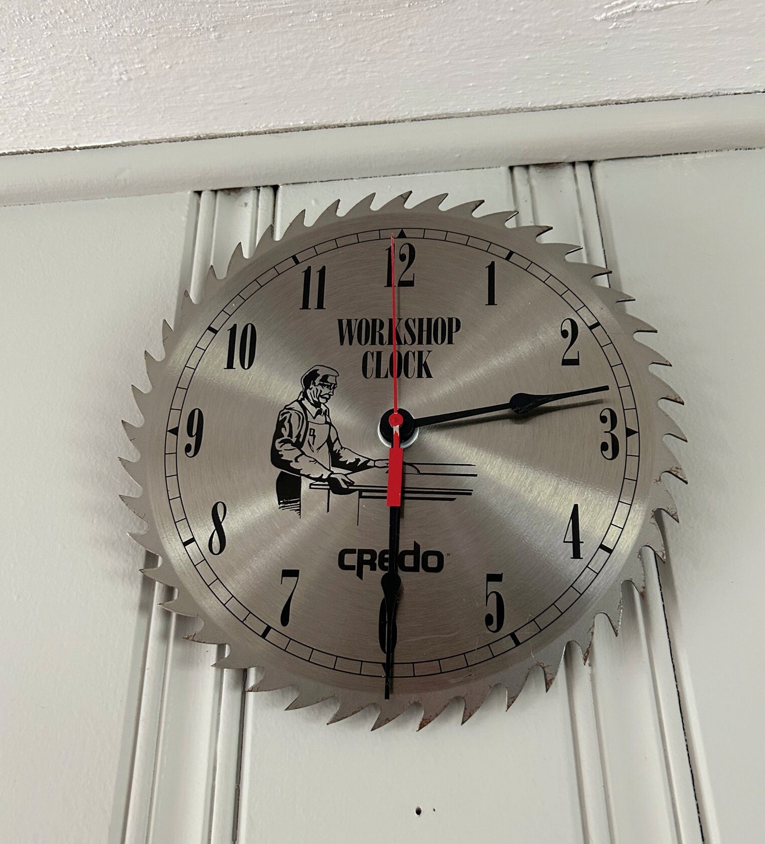 Vintage the Original Credo Workshop Clock, Craftsman Metal Steel Saw ...