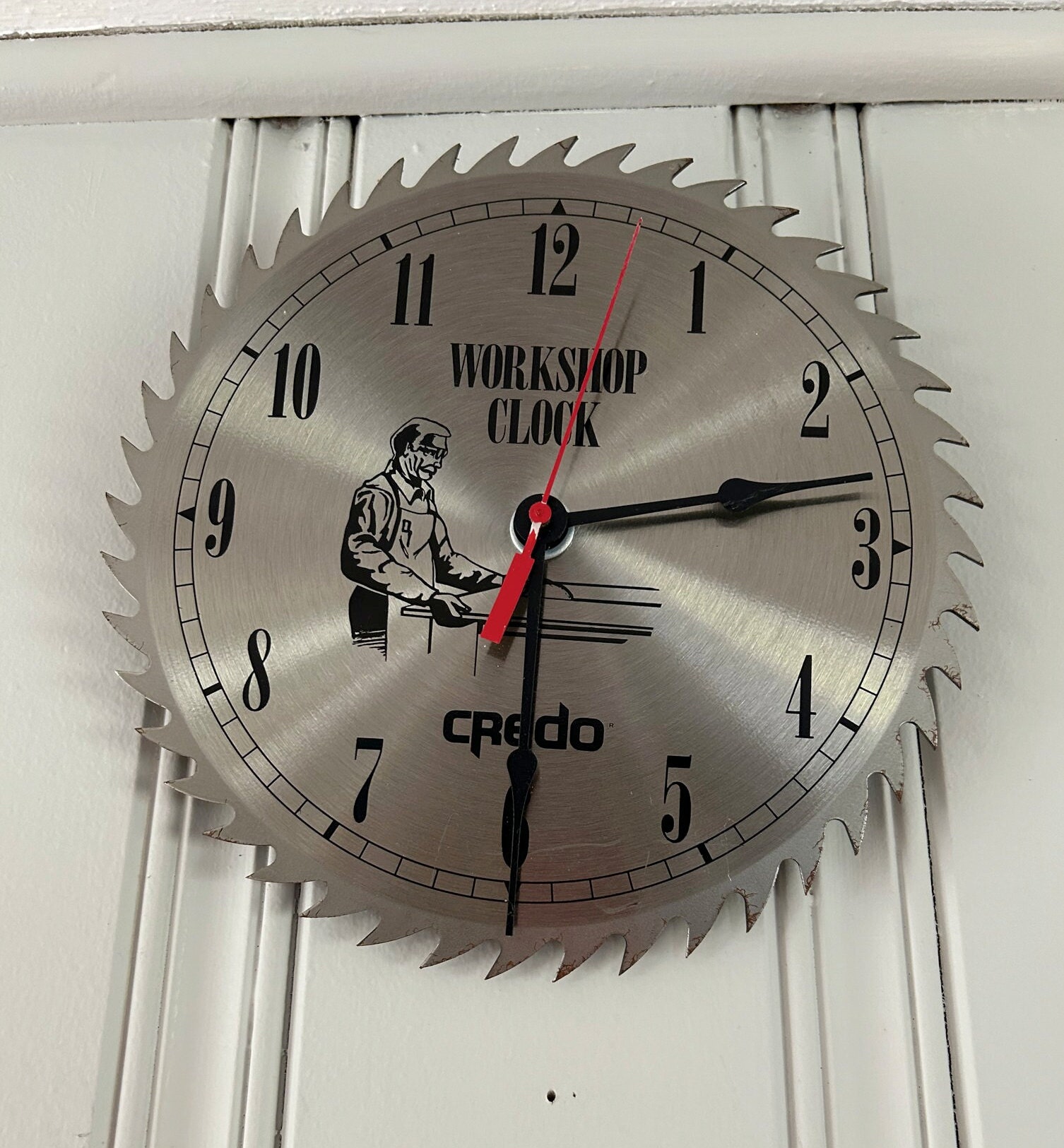 Vintage the Original Credo Workshop Clock, Craftsman Metal Steel Saw ...