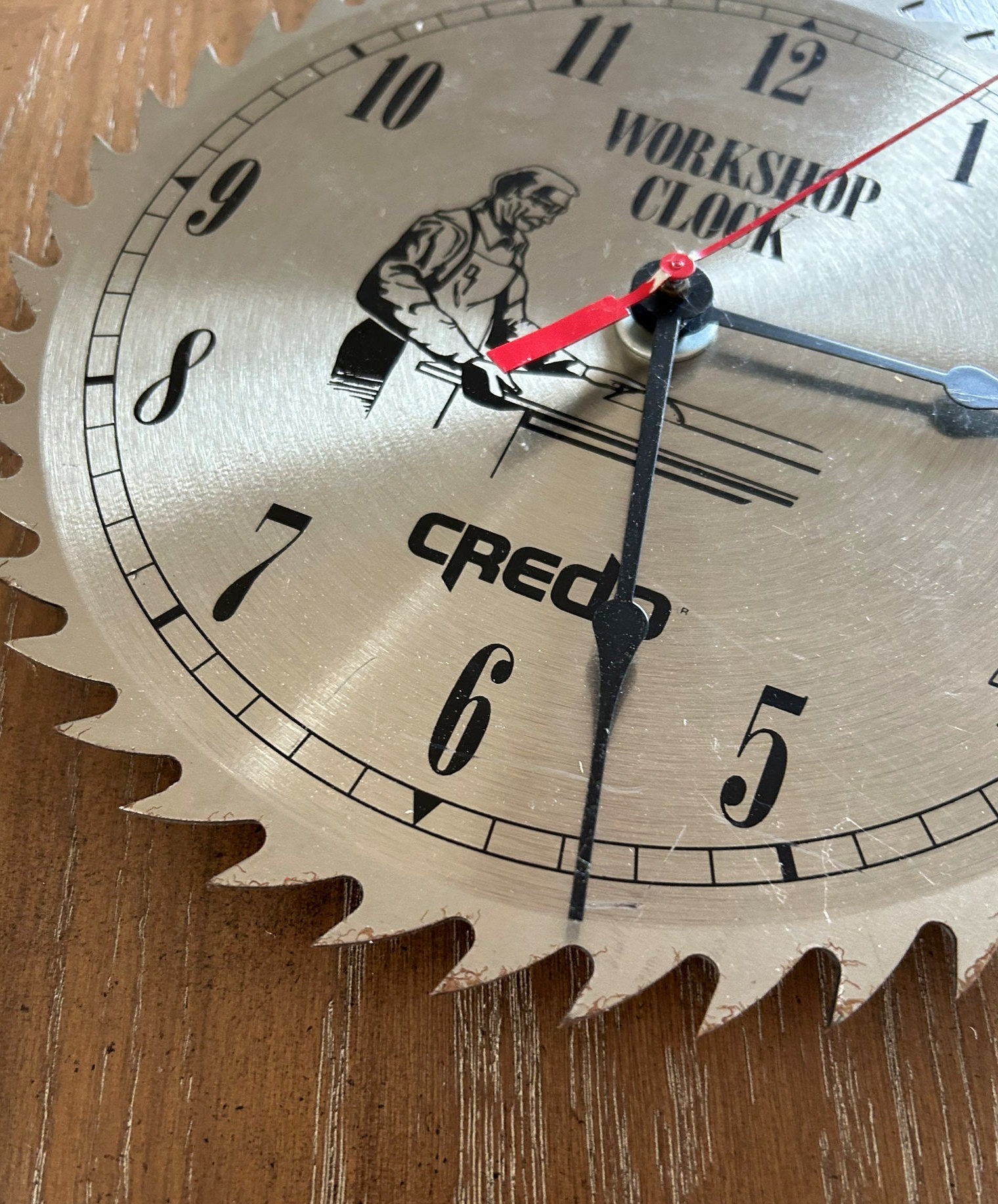 Vintage the Original Credo Workshop Clock, Craftsman Metal Steel Saw ...