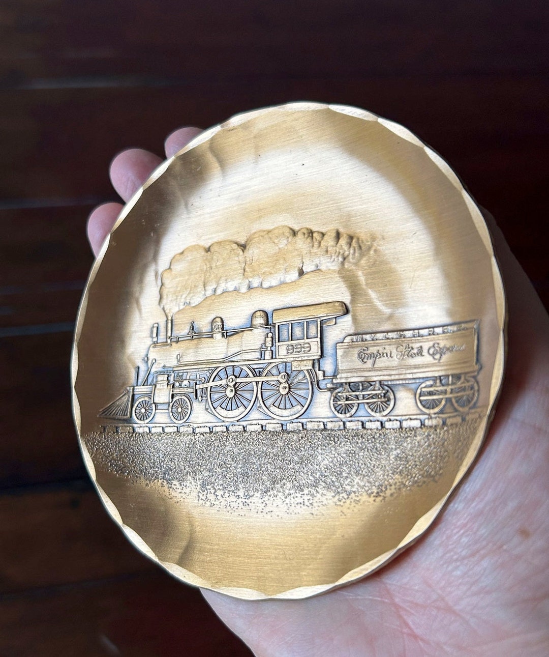 Vintage Wall Decor, Wendell August Solid Bronze Forge 999 Train Plate ...