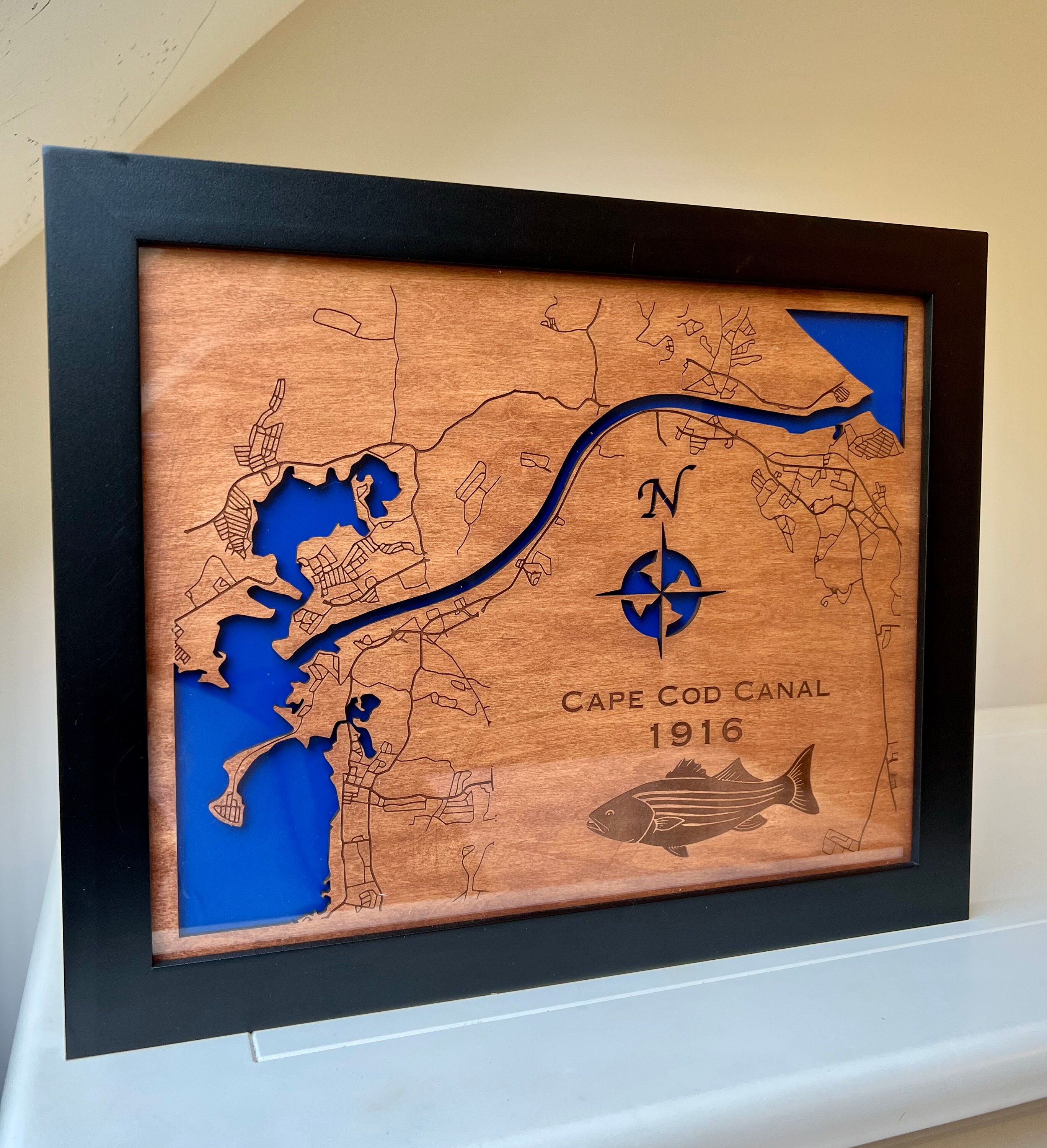 Cape Cod Canal Map 11x14 Framed Vinyl Backing - Etsy