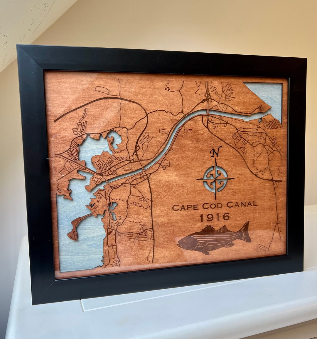 Cape Cod Canal Map 11x14 Framed - Etsy