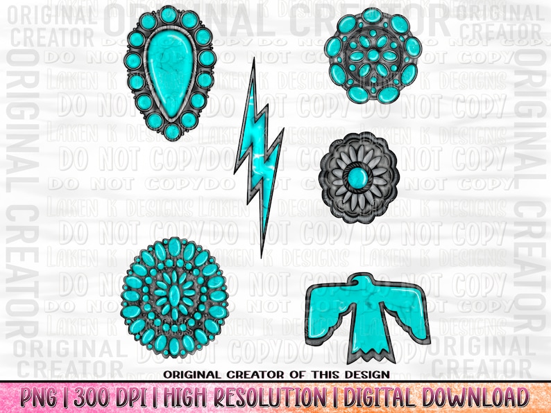 Turquoise Jewelry Png Western Jewelry Png Western Sublimation Design ...