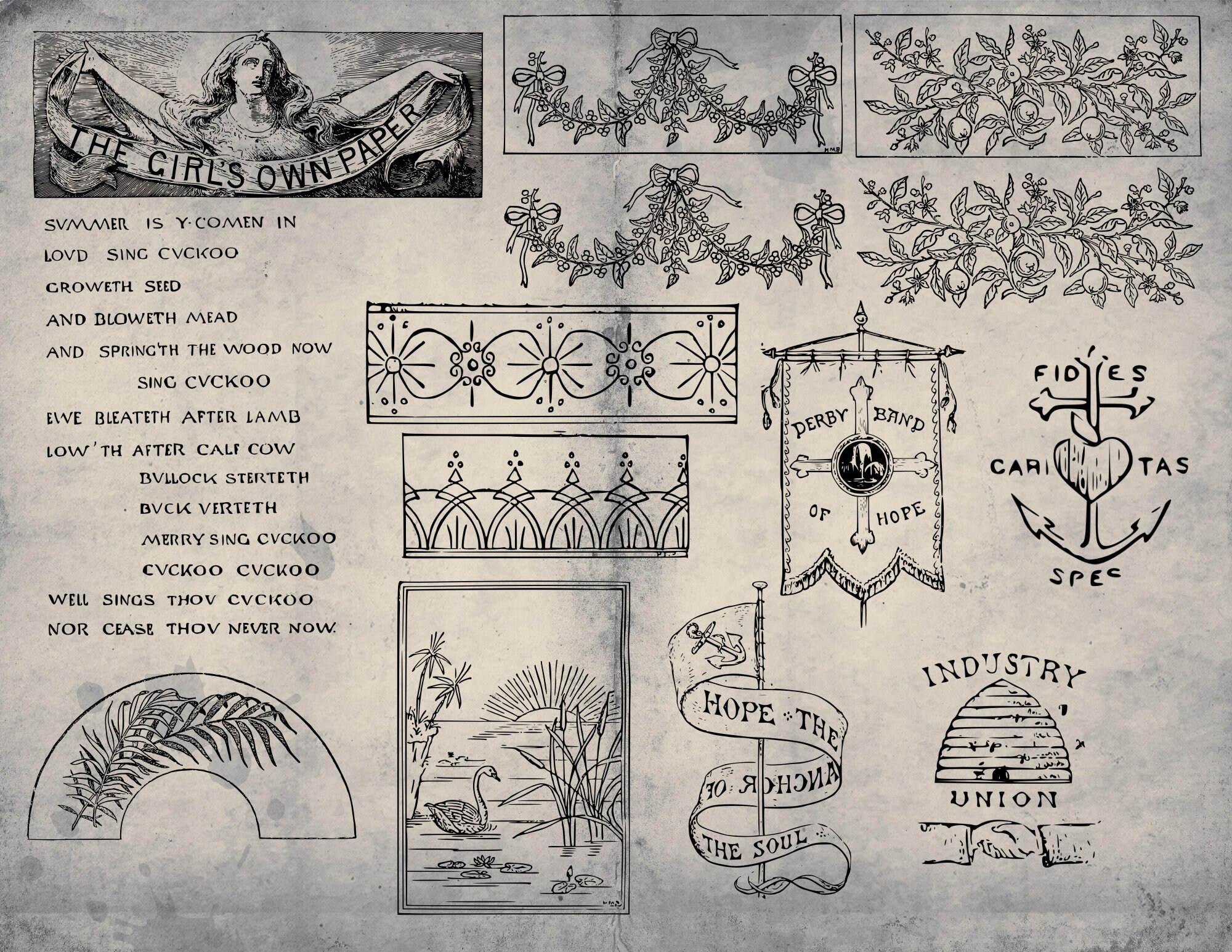 24 Victorian Drawings - Design Elements - Digital Clipart Images - 300 ...
