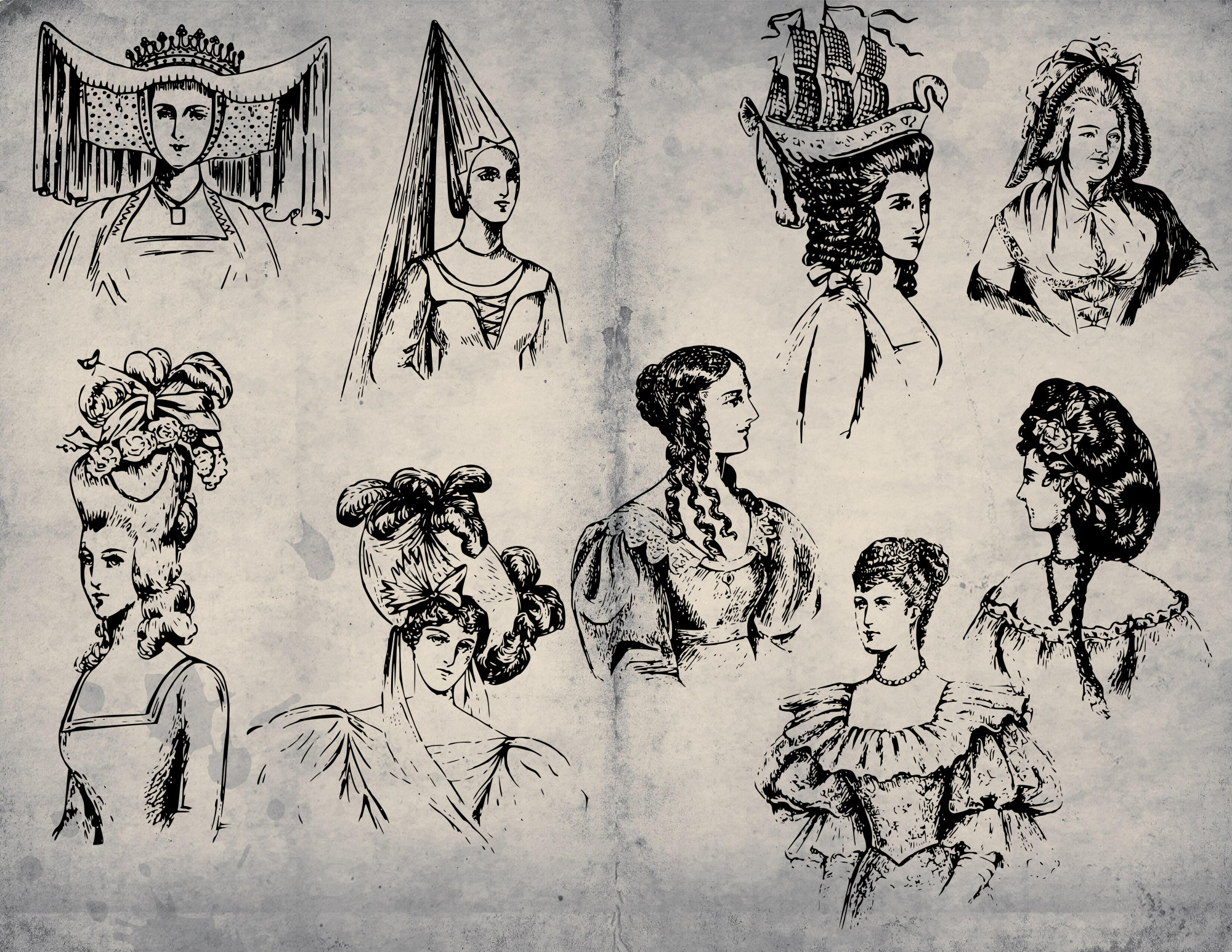 30 Victorian Drawings - People & Fashion - Digital Clipart Images - 300 ...