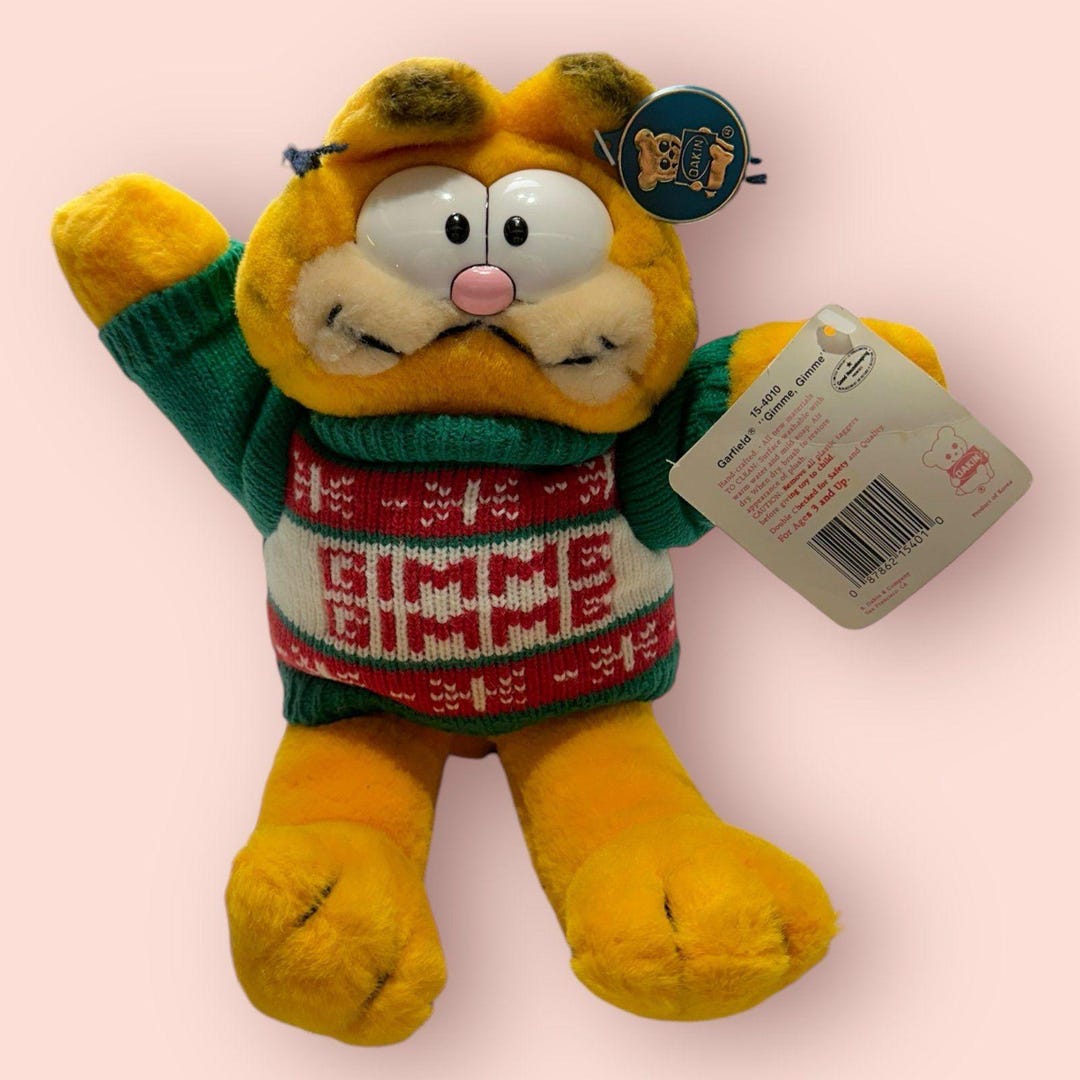 1980's Dakin Garfield the Cat Gimme Gimmie Christmas Holiday Plush Toy ...