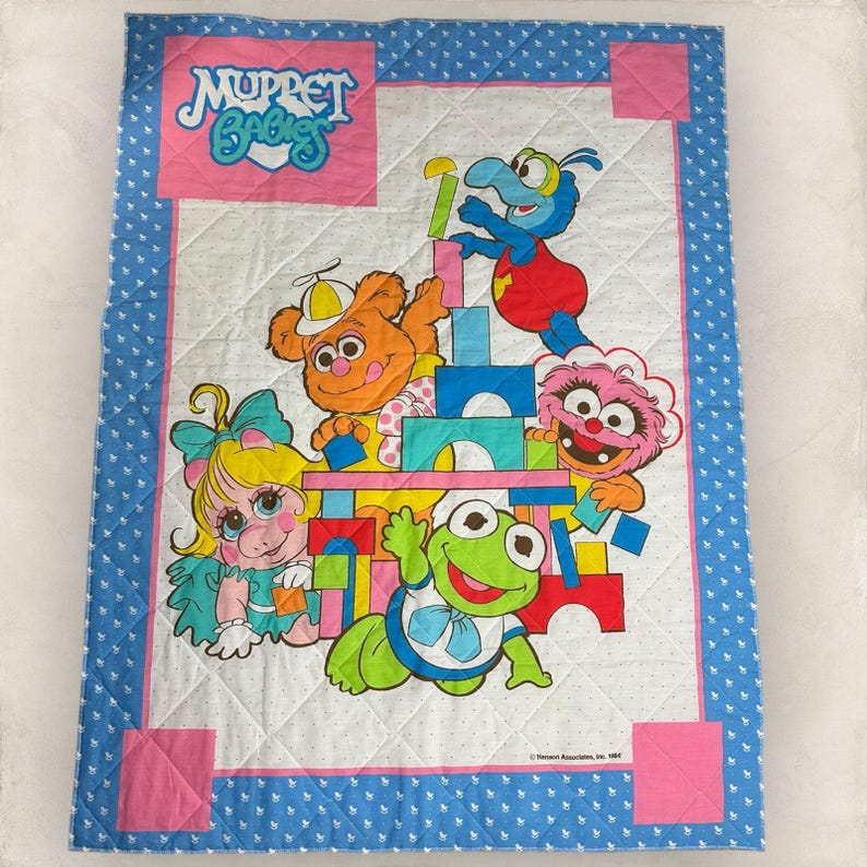 Vintage 1984 Muppet Babies Baby Blanket Crib Comforter Jim Henson ...