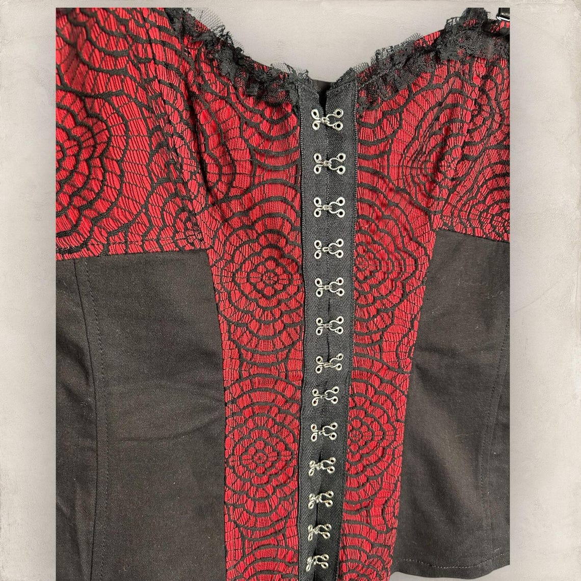 Y2K ROYAL BONES Red Lace Corset Top Xl Grunge Emo Mallcore Early 2000s ...