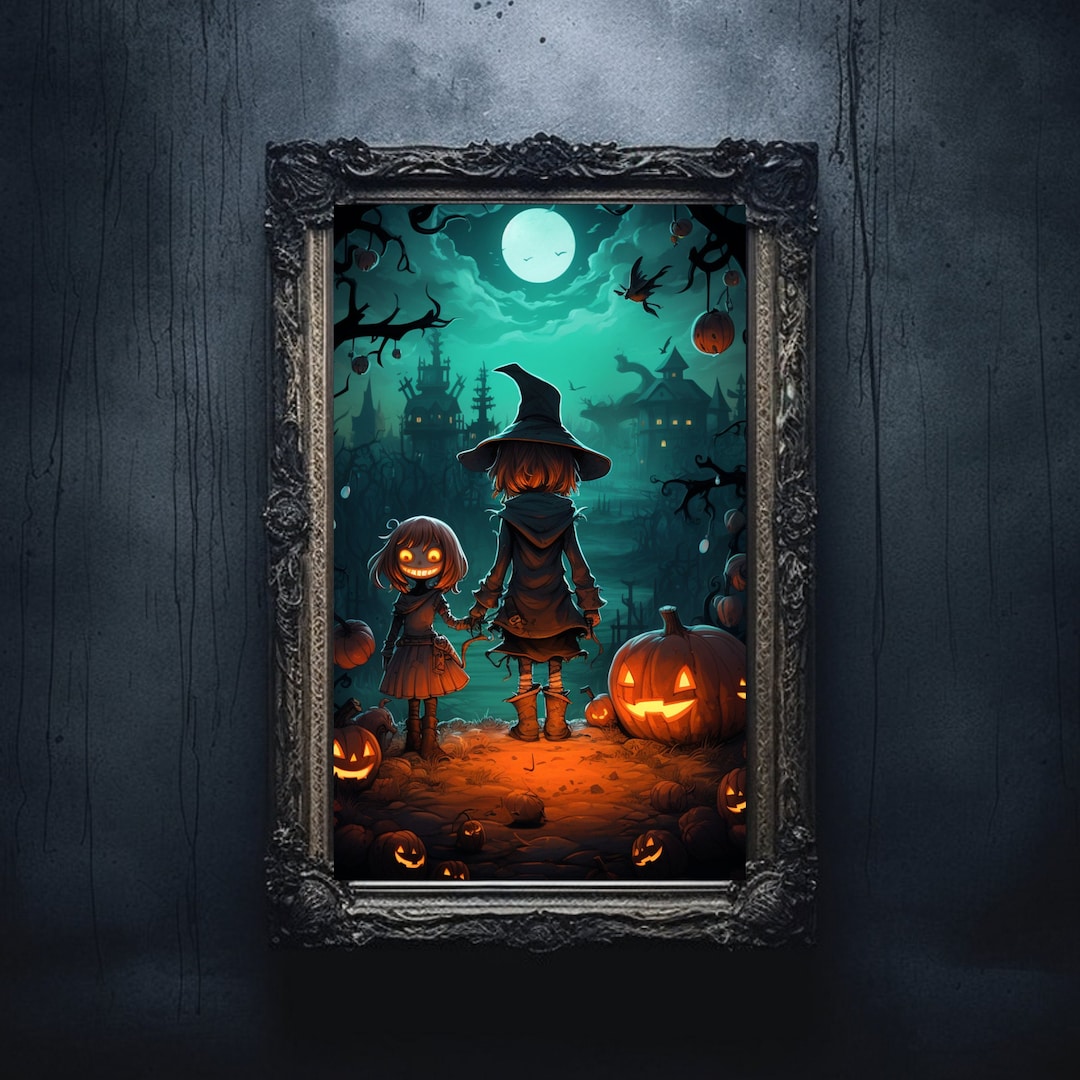 Printable Digital Art Design, Set of 2 Unique Spooky Transitional ...