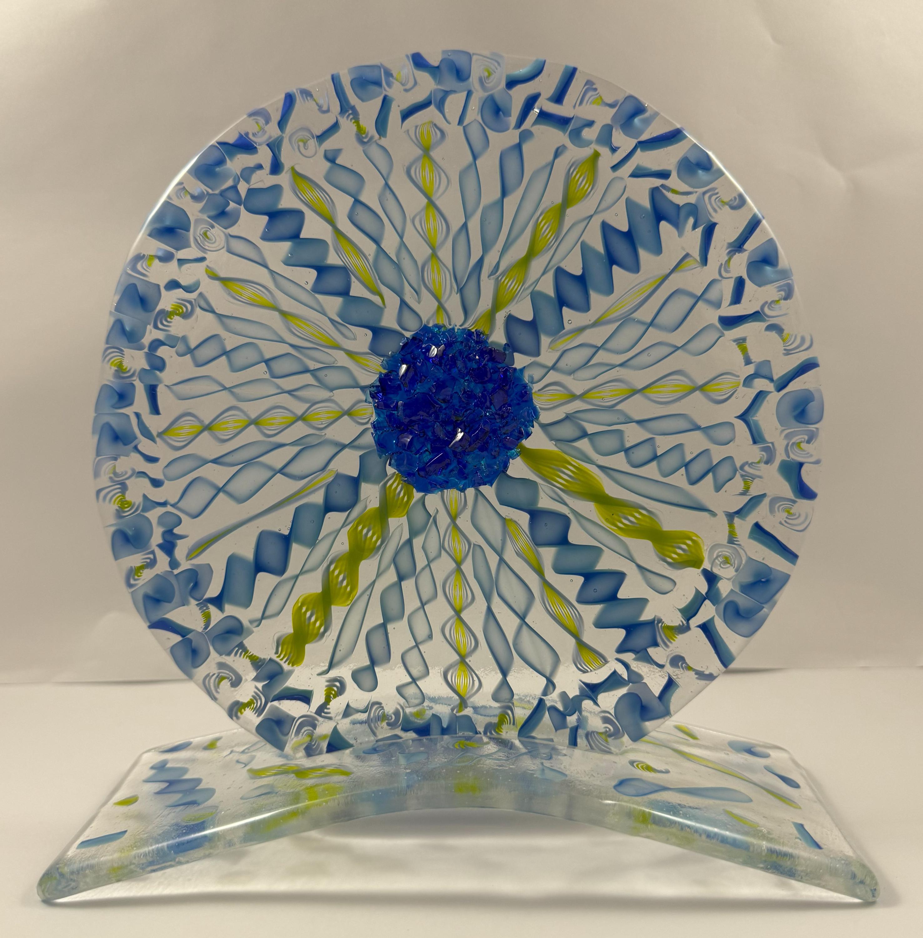 Fused Glass Cane & Murrini Sculpture - Handmade Art Glass Centerpiece ...