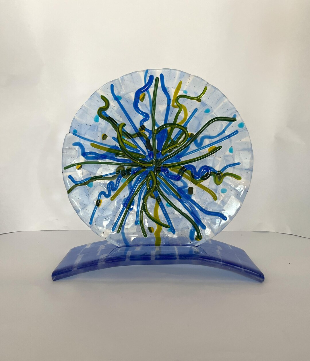 Summer in the Garden- 3-D Fused Glass With Art Glass With Matching ...