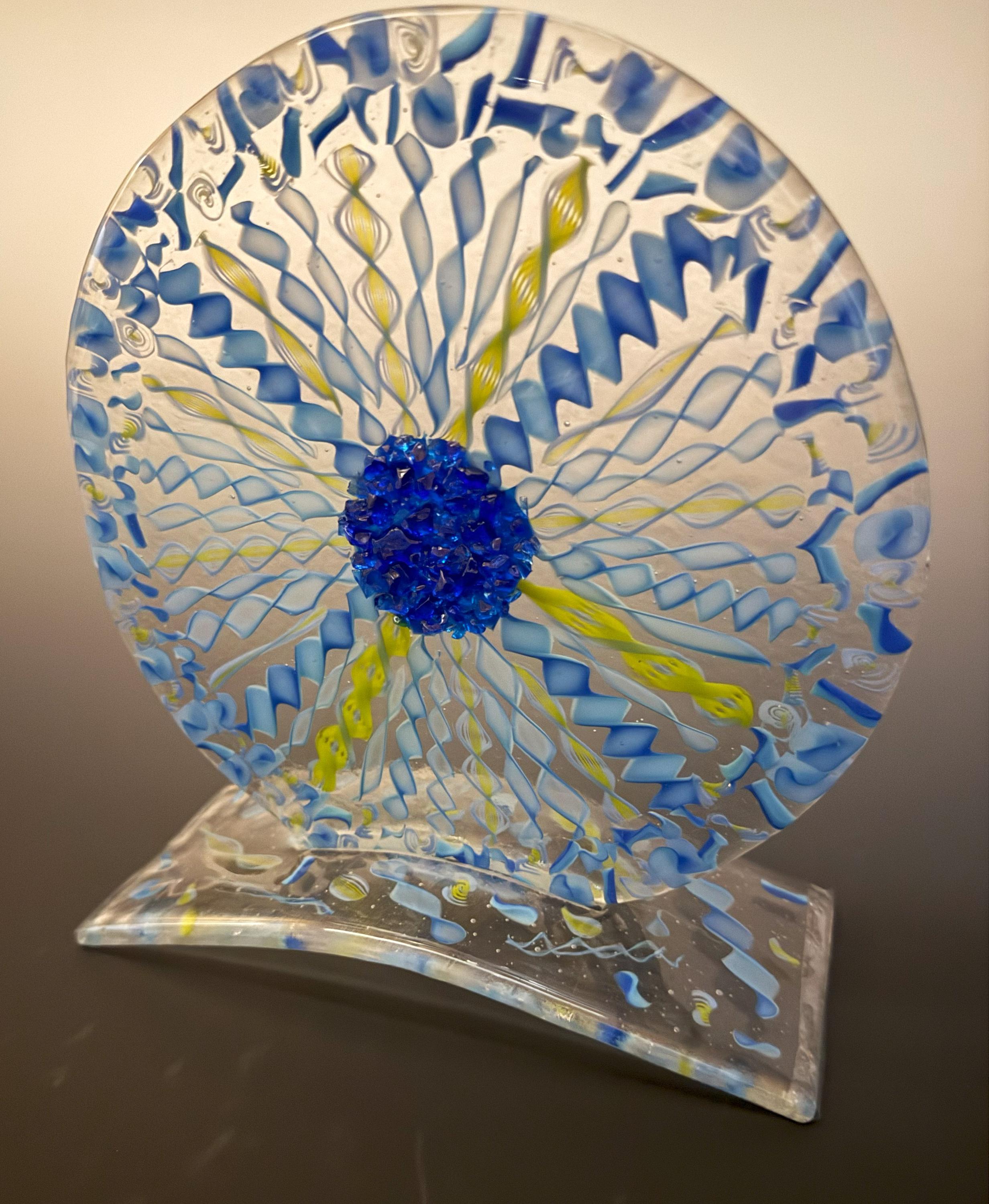 Fused Glass Cane & Murrini Sculpture - Handmade Art Glass Centerpiece ...