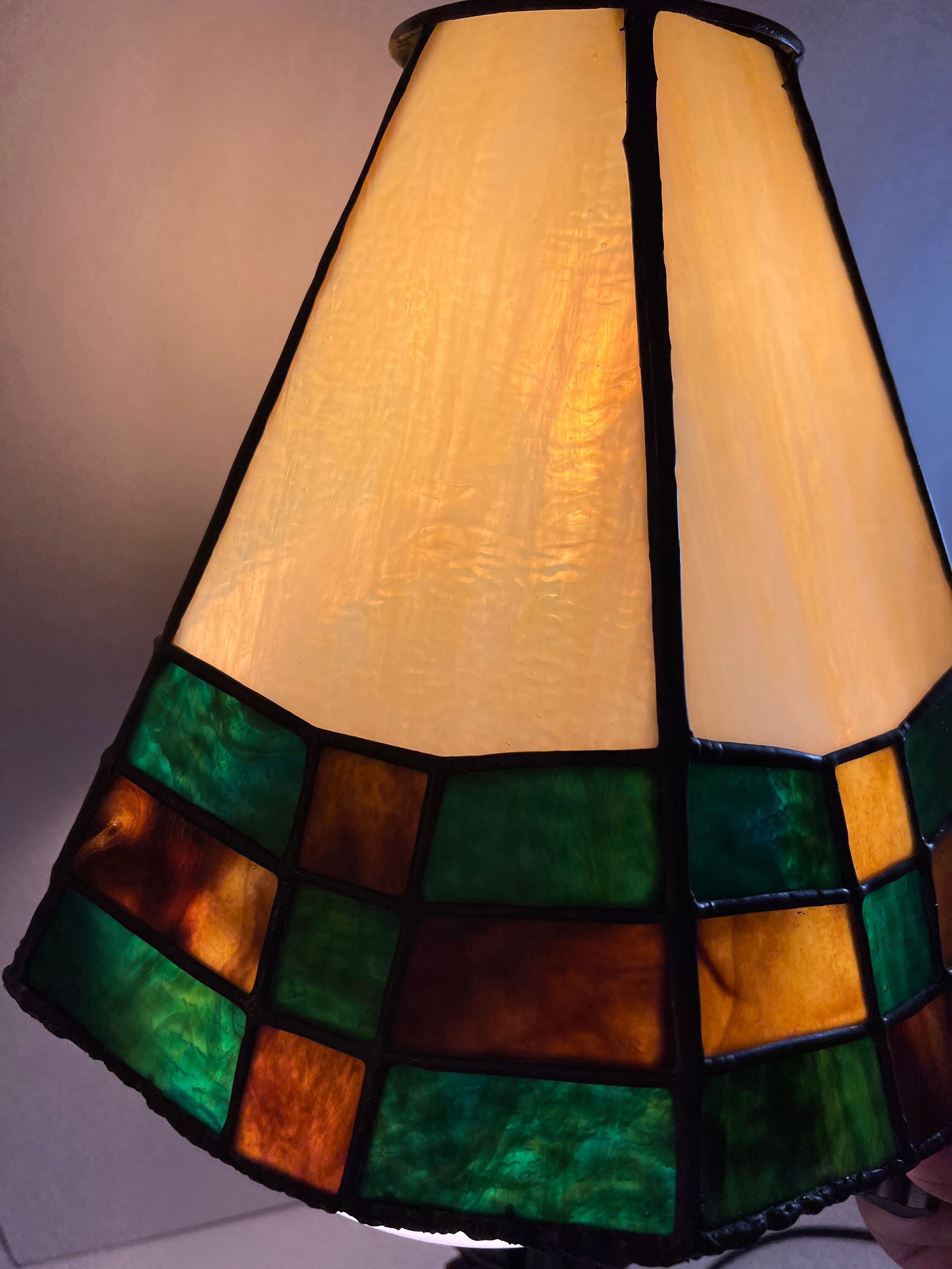Tiffany Mission Style Stained Glass Table Lamp SHADE (green, Gold ...