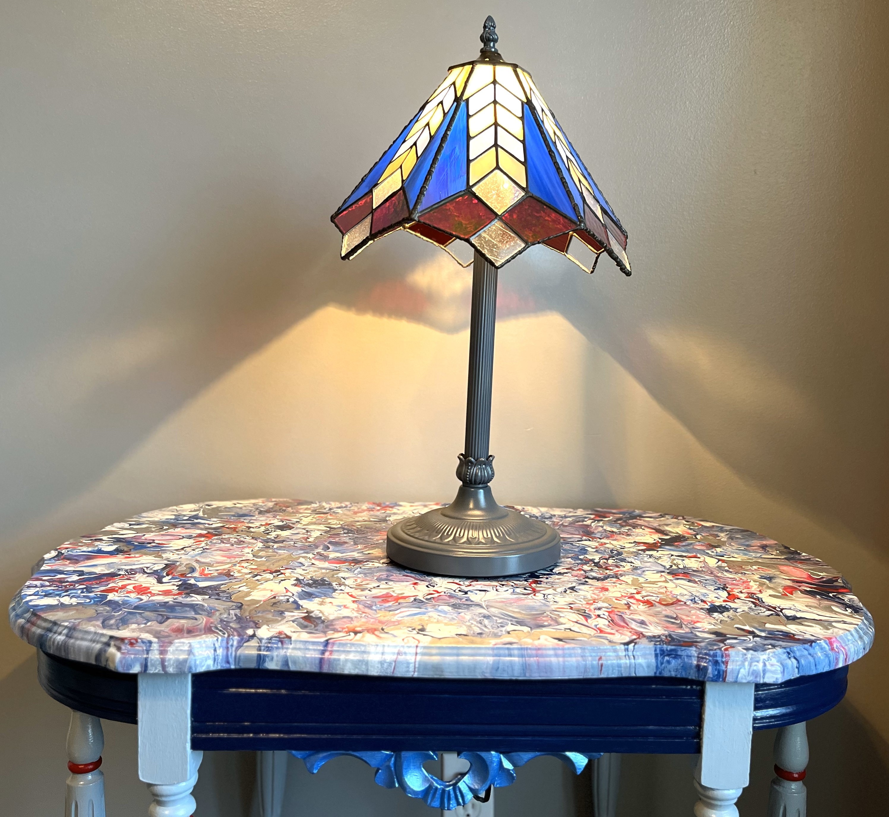 Tiffany Mission Style Vintage Stained Glass Lamp SHADE (blue, Cranberry ...