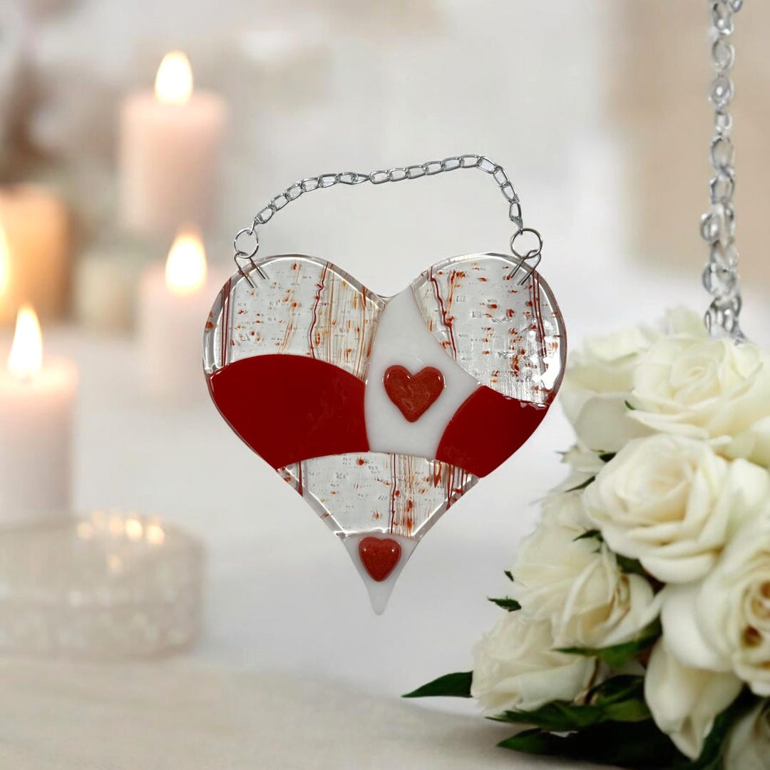 Confetti Heart Fused Glass Suncatcher - Etsy