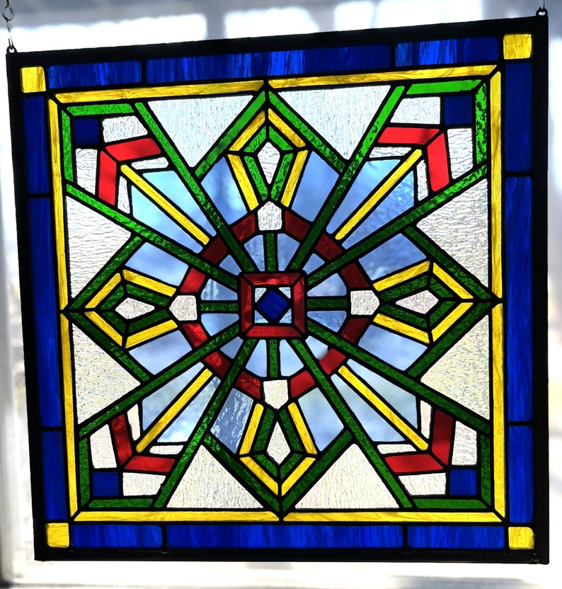 Multi-colored Stained Glass Panel - Etsy
