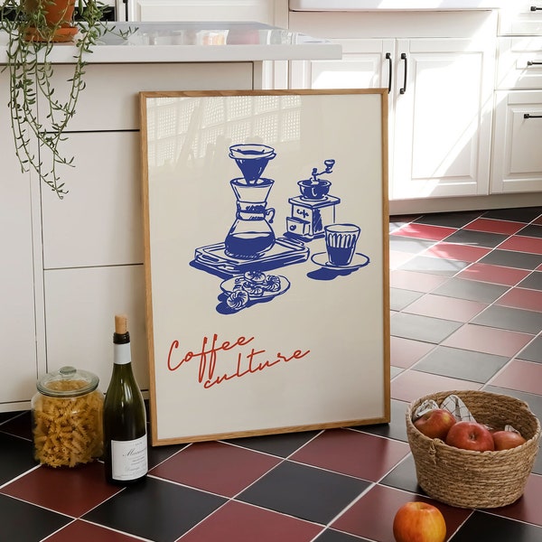 Retro Coffee Print - Etsy