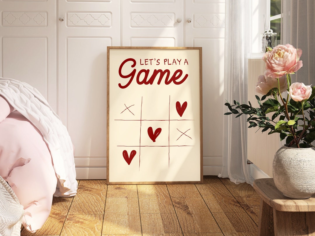 Let's Play Game Print, Playing Card Poster, Trendy Retro Art Poster ...