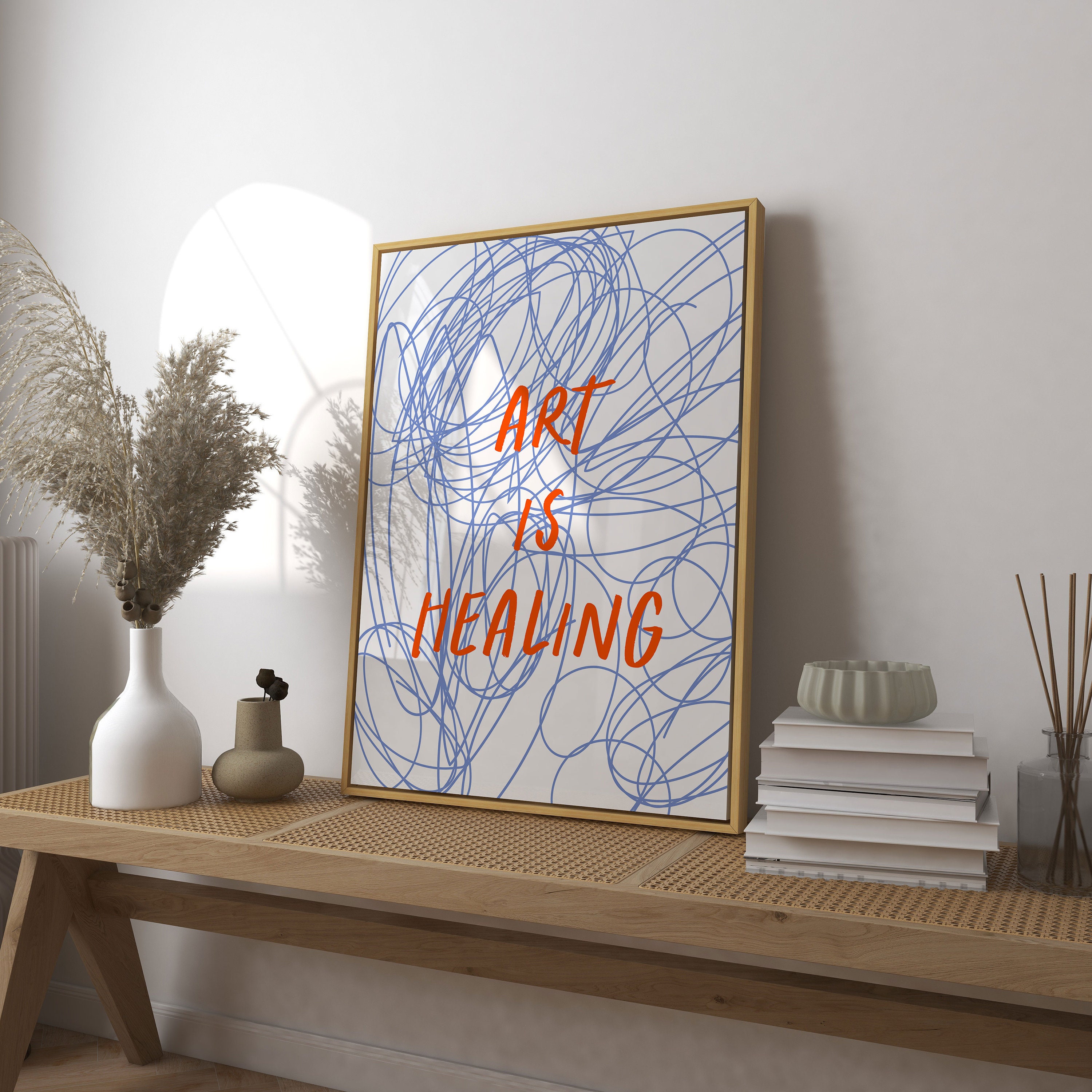 Art is Healing Quote Motivational Poster, Trendy Retro Art, Bar Decor ...