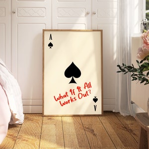 Ace of Spades Print, Playing Card Poster, Trendy Retro Art, Bar Decor ...
