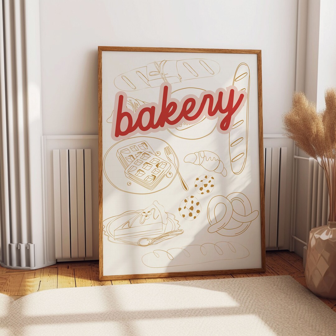 Minimalist Bakery Print - Neutral Pastries and Bread Wall Art - Etsy