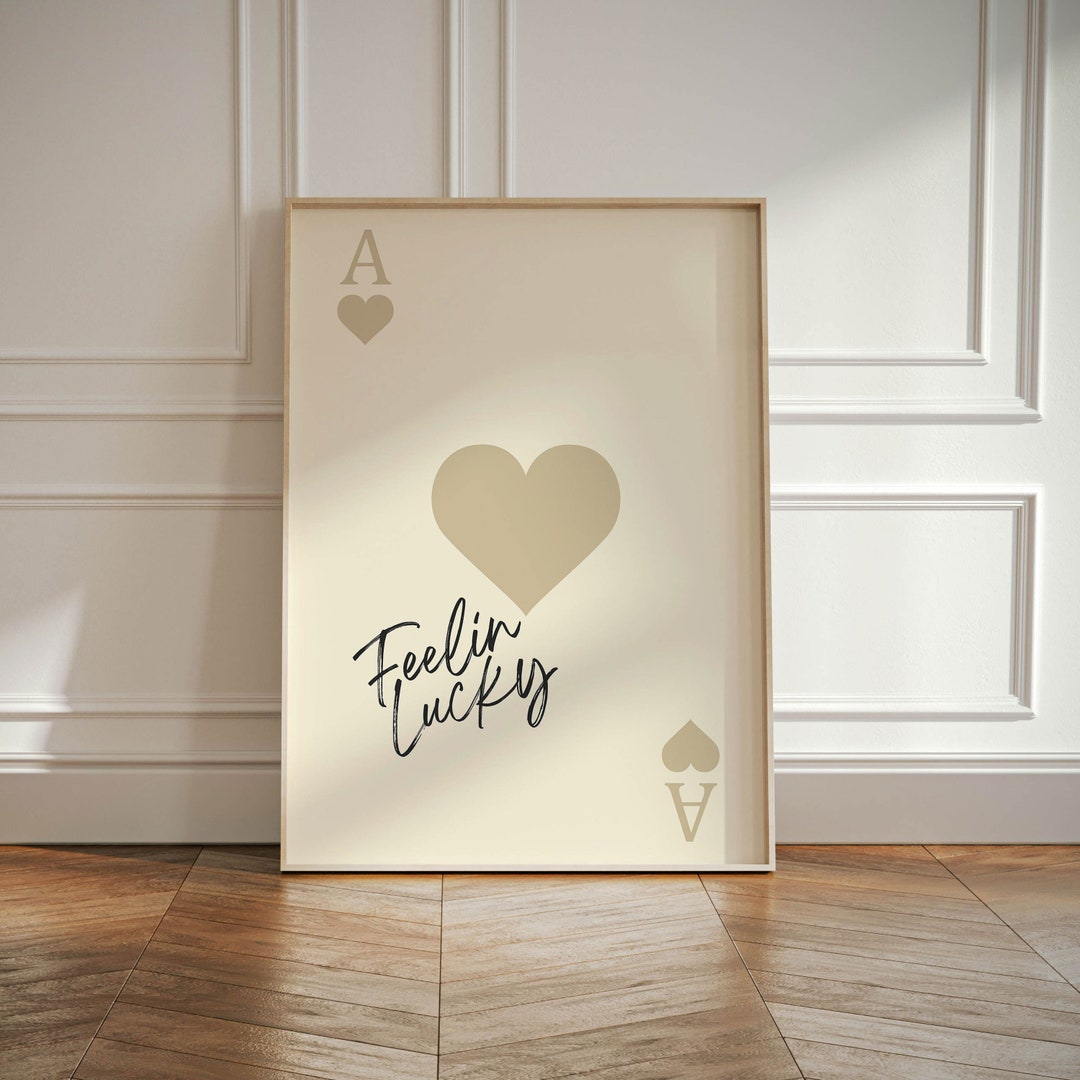 Ace of Hearts Print, Playing Card Poster, Trendy Retro Art, Bar Decor ...