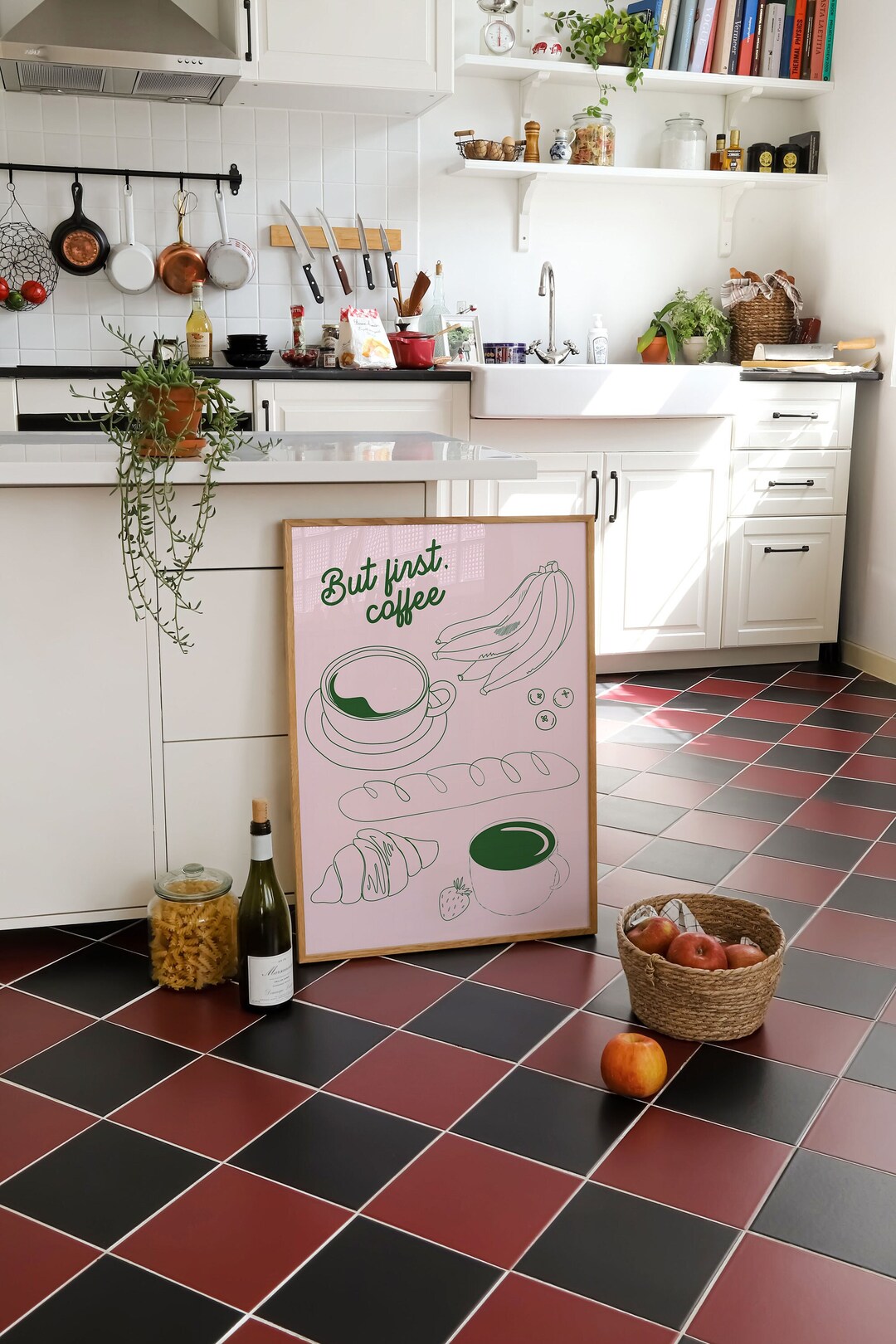 Modern Handrawn Poster for Kitchen With Quote Coffee Poster, Food and ...