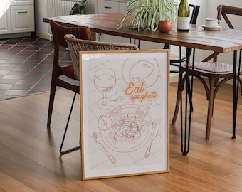 Dinner Party Food Print, Retro Food Art, Vintage Kitchen Poster ...