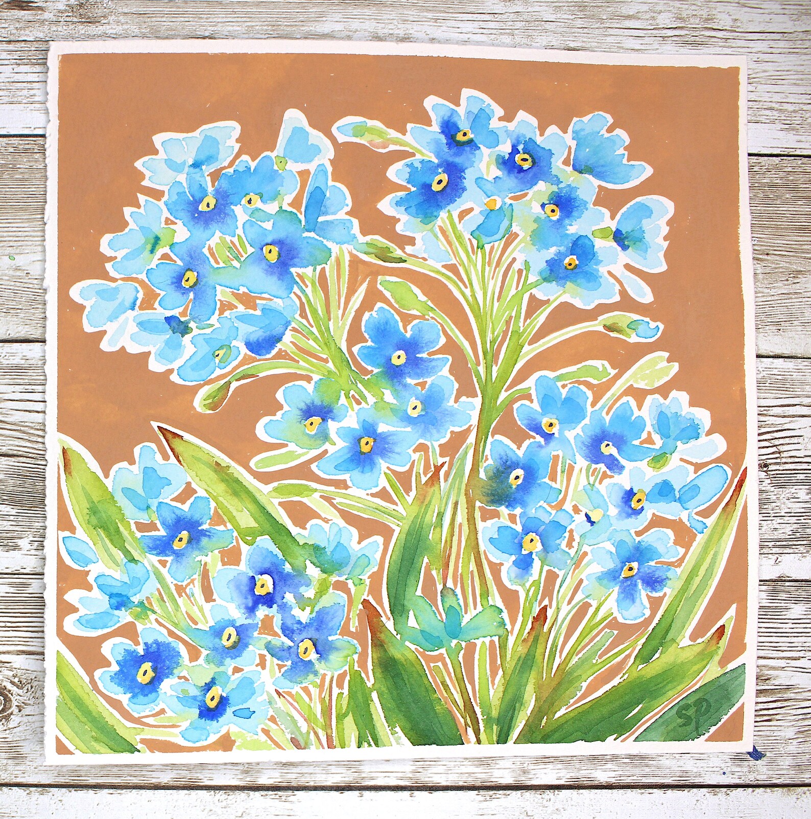 Forget Me Not Original Watercolor Painting, Small Framed Floral Wall ...