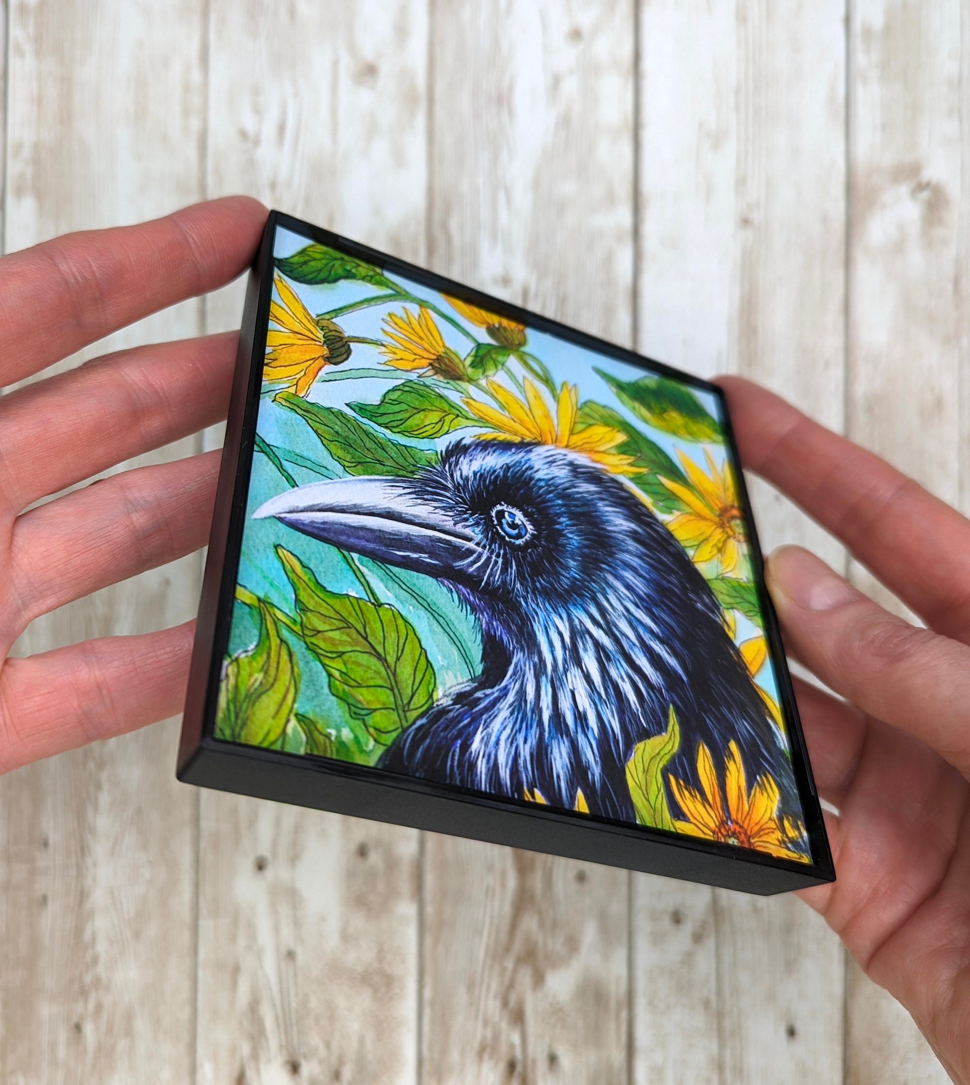 Crow in Sunflowers Watercolor Print Housewarming Gift Under 20, Framed ...