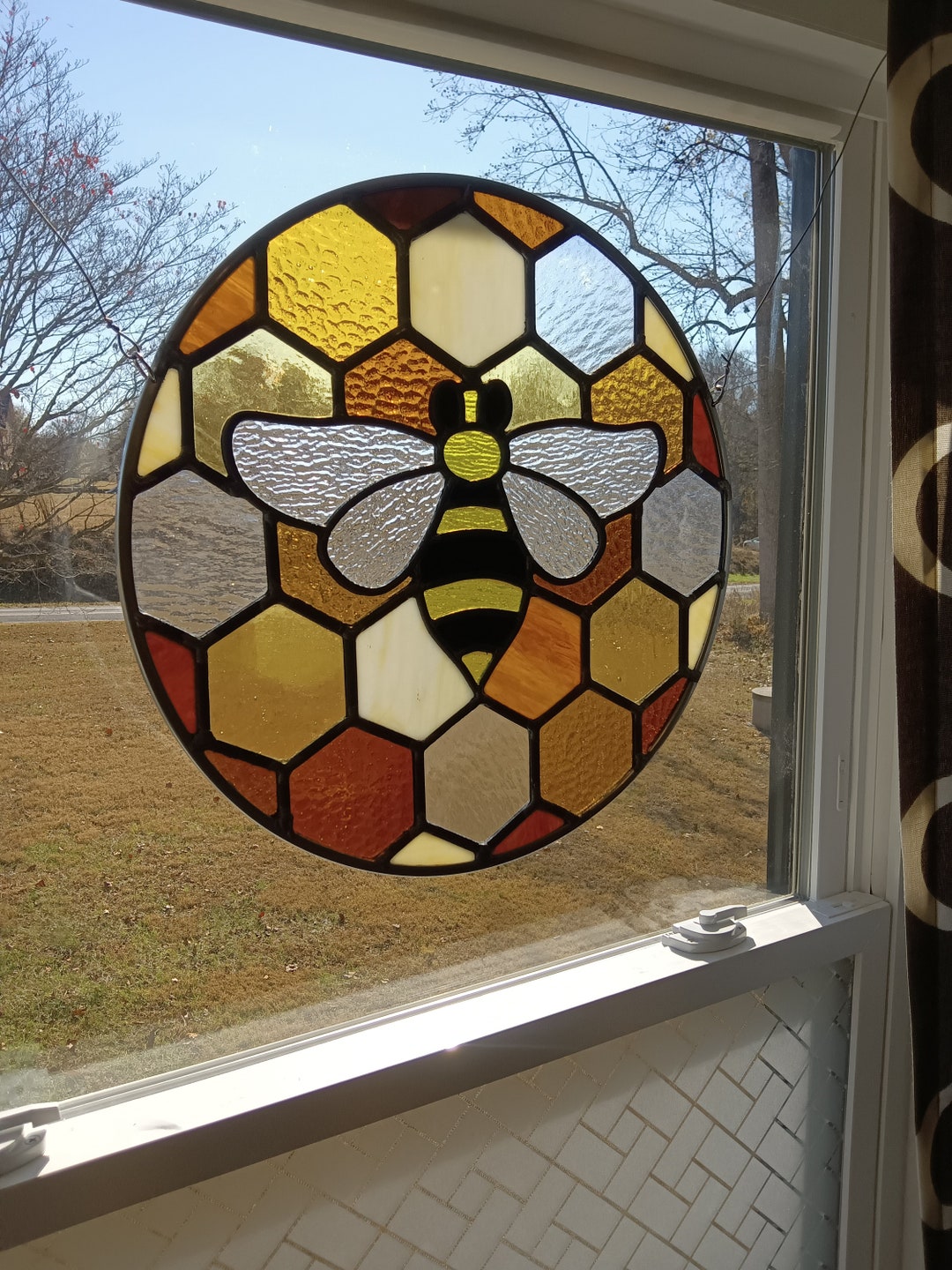 Stainglass Bee Suncatcher - Etsy