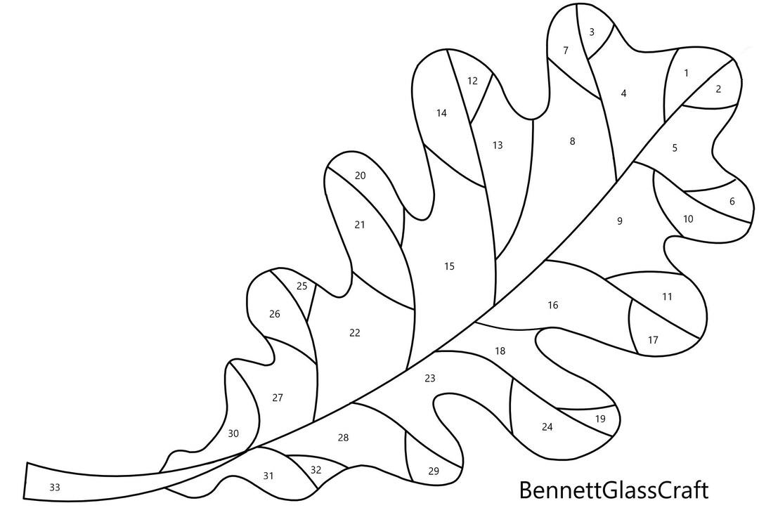 Oak Leaf Stained Glass Sun Catcher Pattern PDF - Etsy