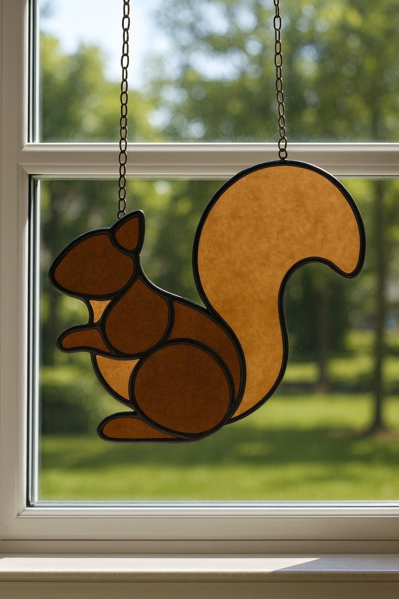 Squirrel Stained Glass Sun Catcher Printable Pattern/ Digital Download ...