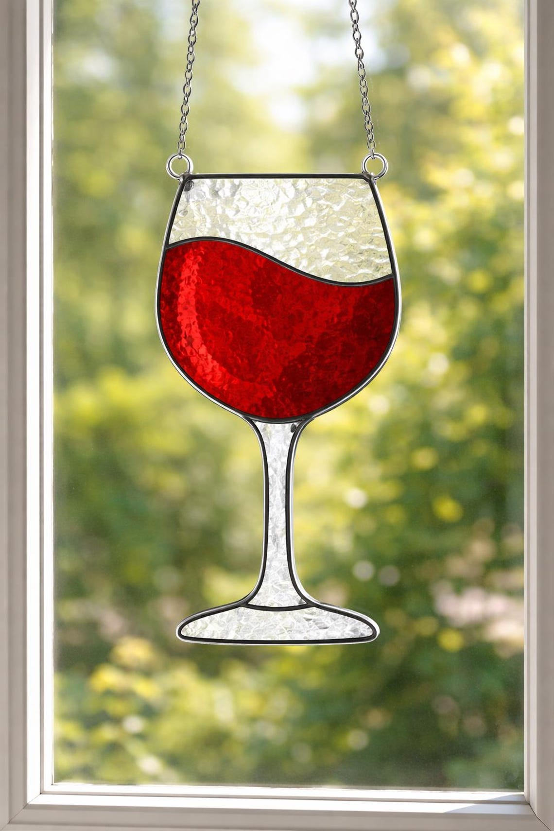 Wine Glass Stained Glass Sun Catcher Printable Pattern, Digital ...