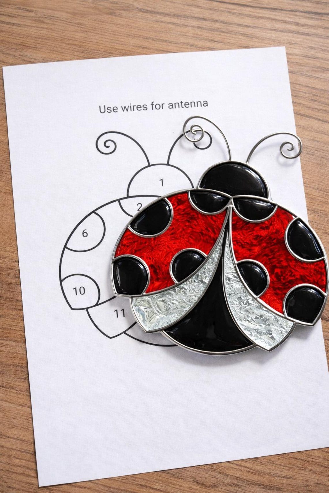Lady Bug Stained Glass Sun Catcher Printable Pattern, Digital Download ...