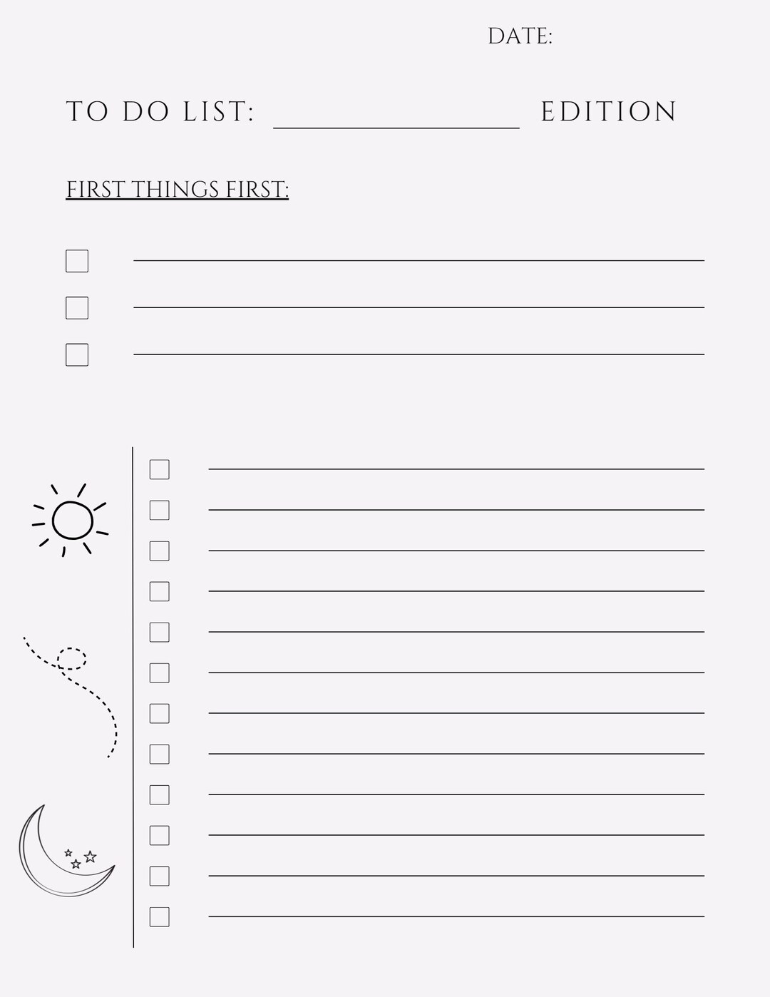 MINIMALIST To-do List Template for DAILY TASKS (customizable; Digital ...