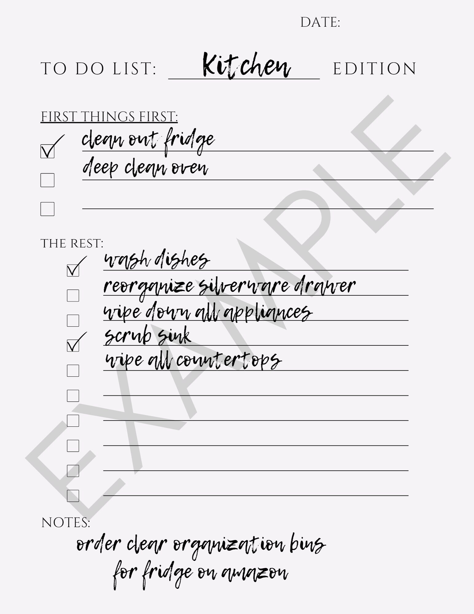 MINIMALIST To-do List Template for INDIVIDUAL TASKS (customizable ...