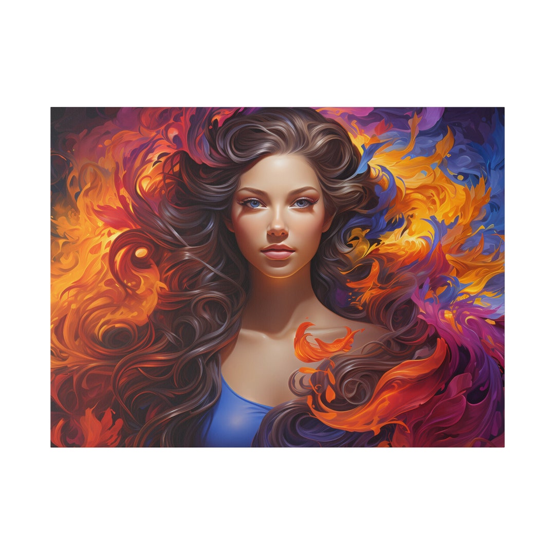 Beautiful Women Illustration Digital Canvas, Matte Canvas, Wall Art ...