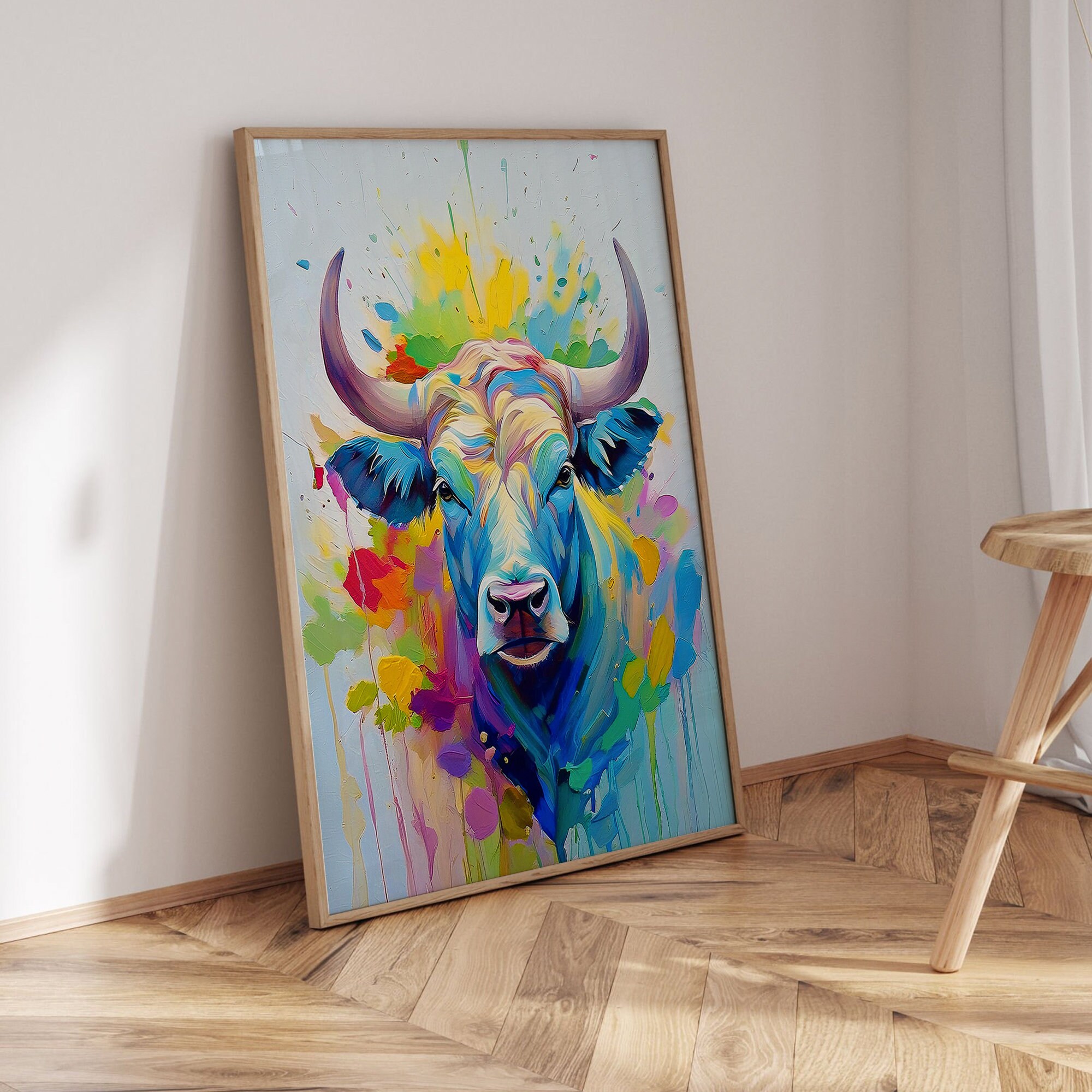 Bull Painting, Farmhouse Art, Animal Wall Decor, Rustic Decor, Majestic ...