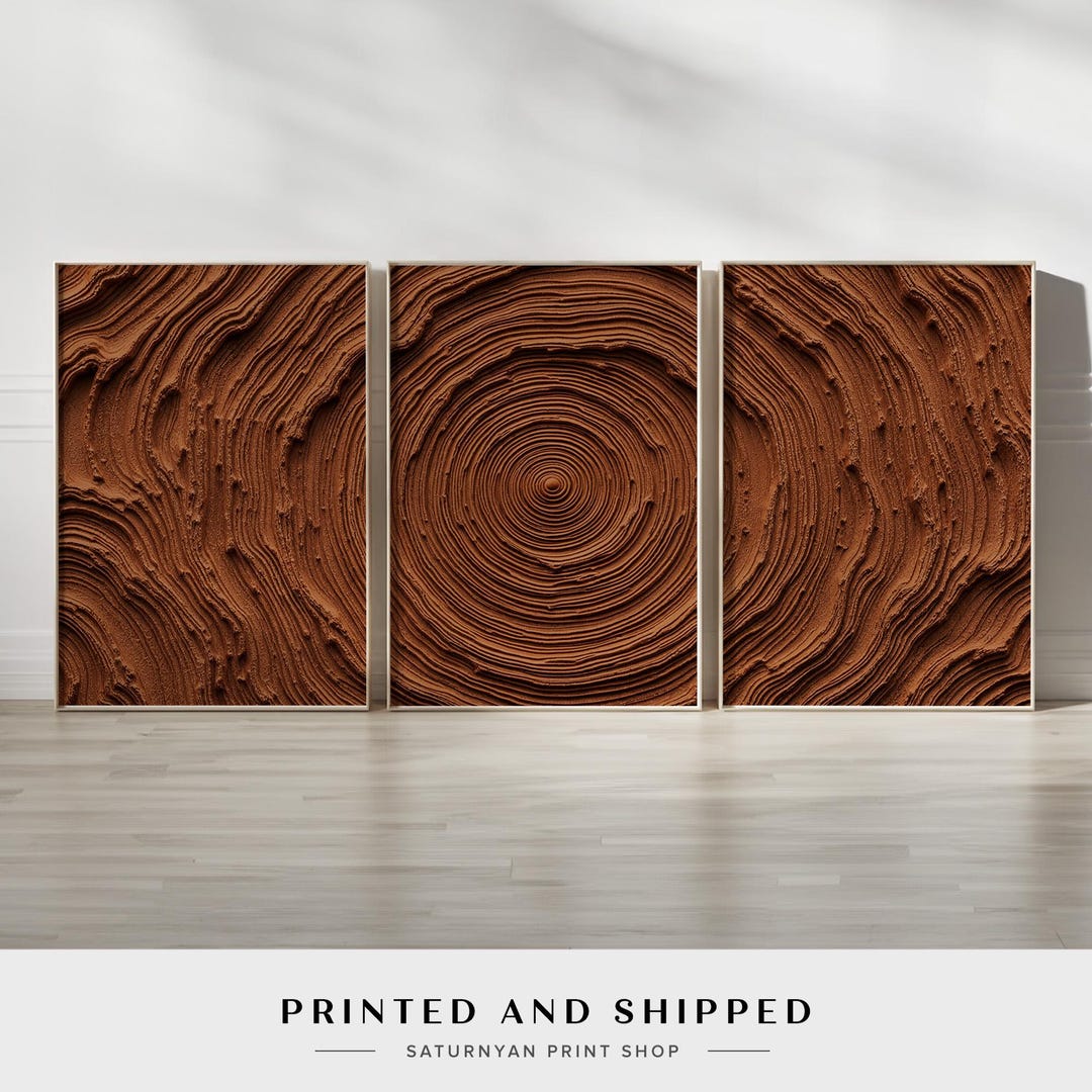 Earthy Brown Abstract Wall Art | Terracotta Concentric Canvas Prints ...