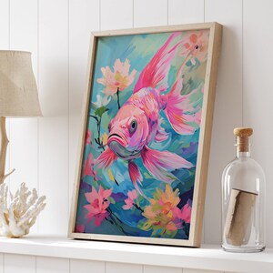 Fish Painting, Colorful Fish Wall Art, Fish Poster Print, Pink Fish Art ...