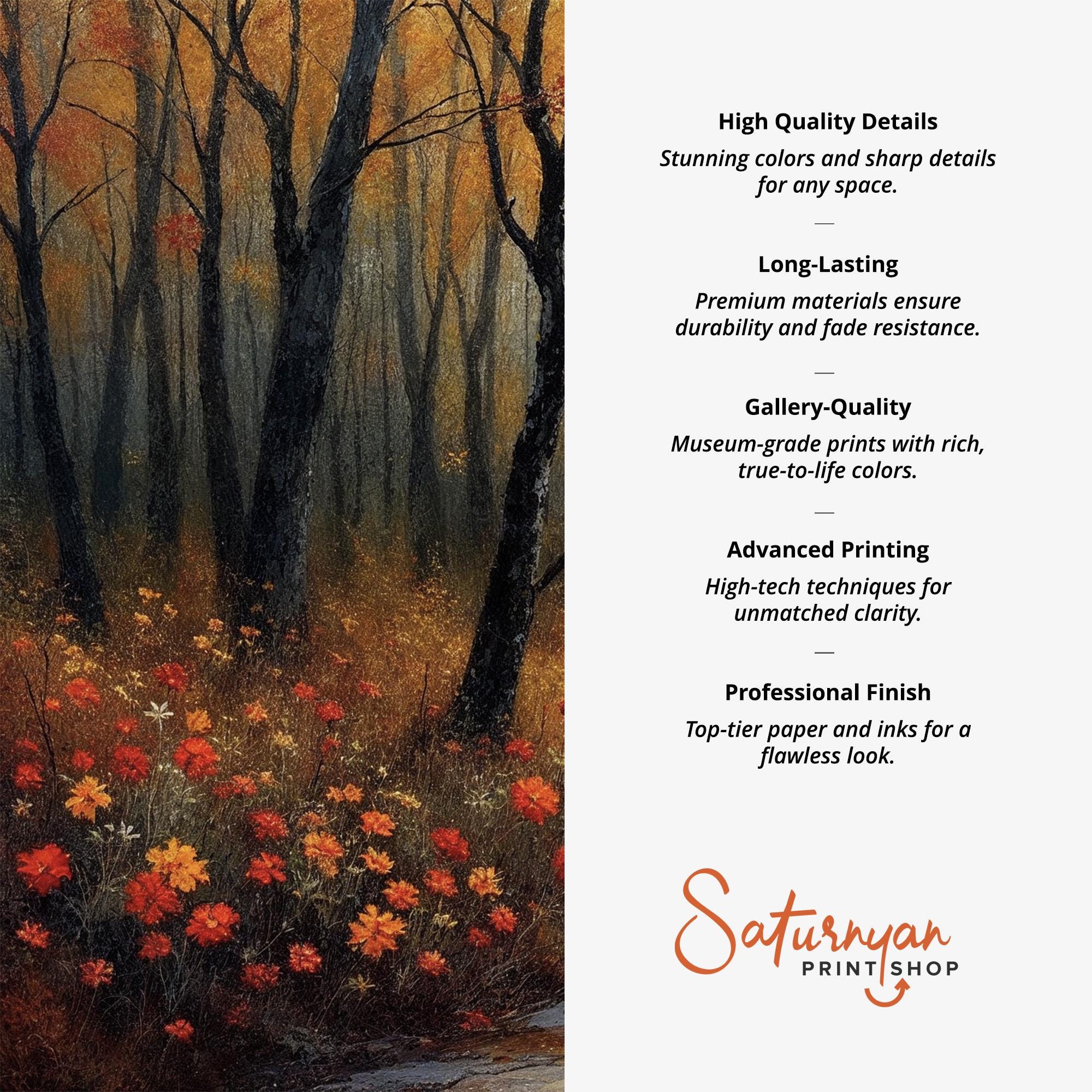 Autumn Forest Path Wall Art Set of 3 | Fall Landscape Canvas Prints ...