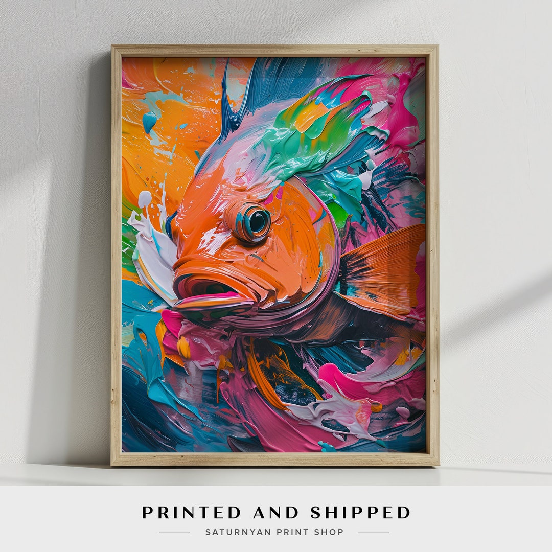 Colorful Fish Painting, Abstract Fish Art, Vibrant Fish Wall Art, Fish ...