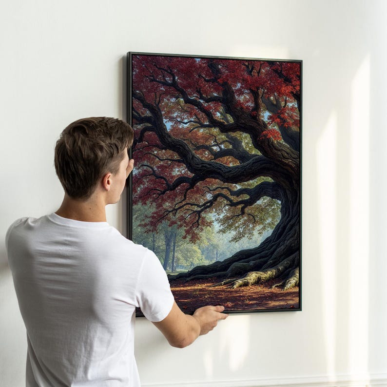 Ancient Tree Wall Art Set of 3 | Majestic Oak Landscape Canvas Prints ...