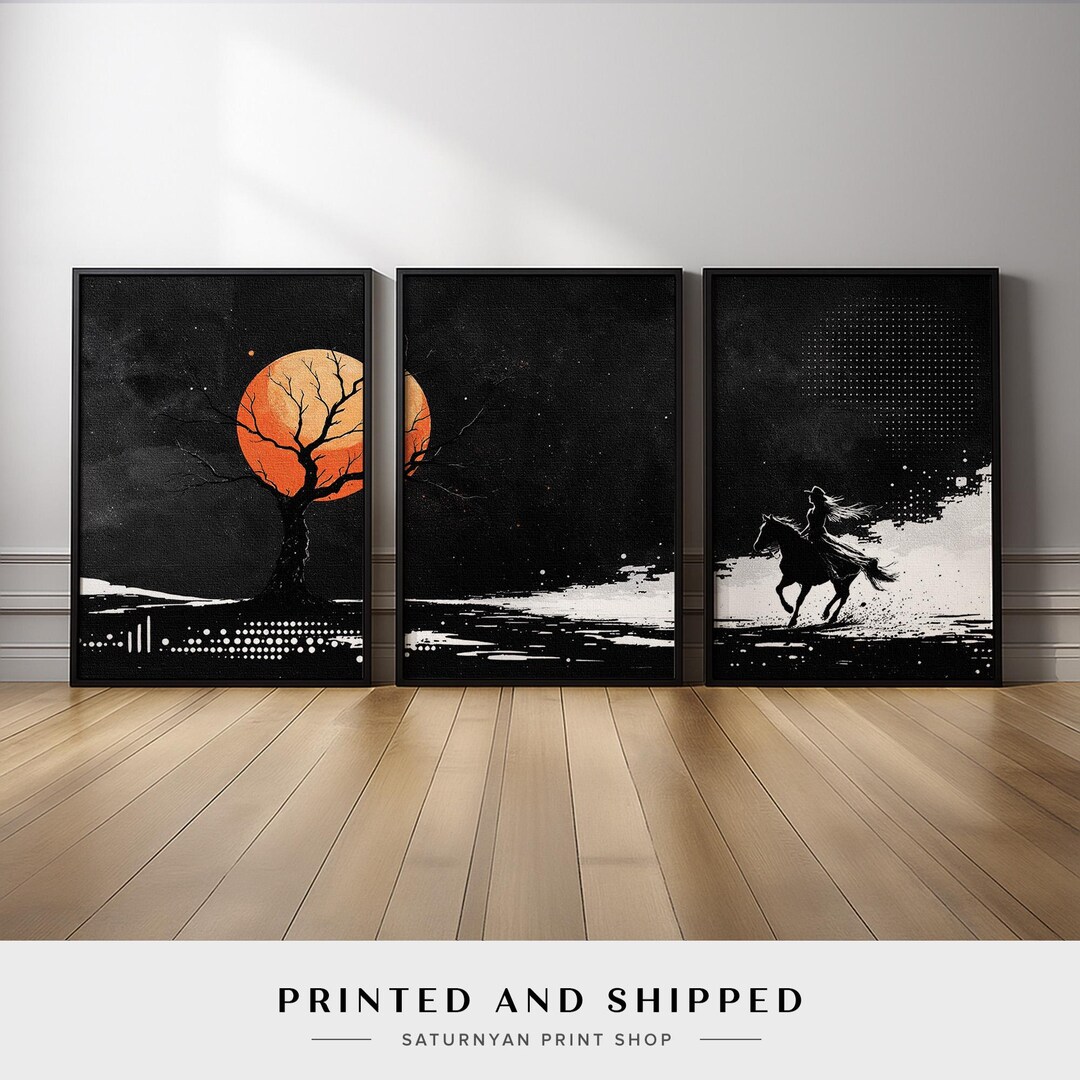 Dark Western Cowgirl Wall Art Triptych | Gothic Western Grunge Horse ...