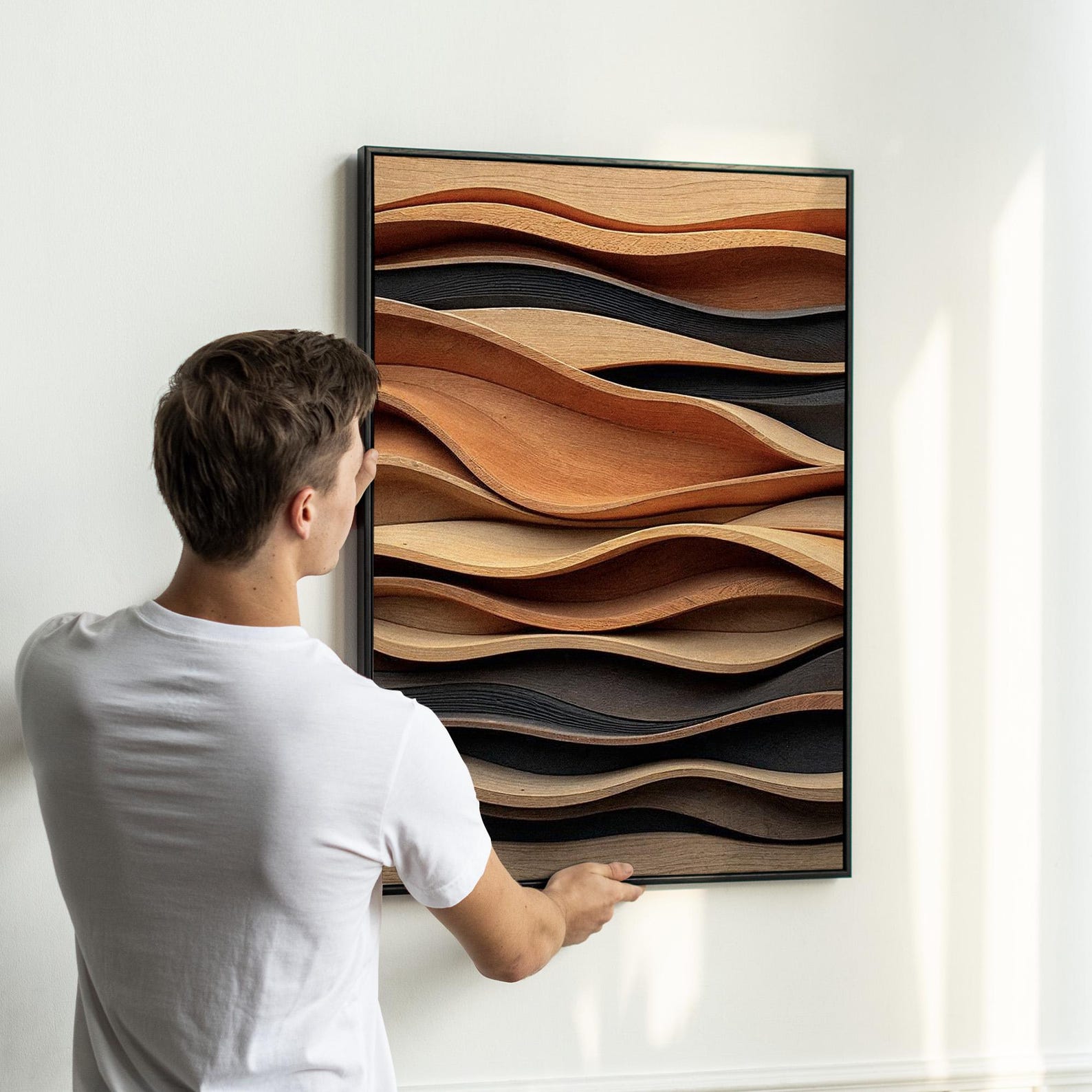 Wood Grain Inspired Abstract Wall Art | Earth Rustic Wave Prints ...