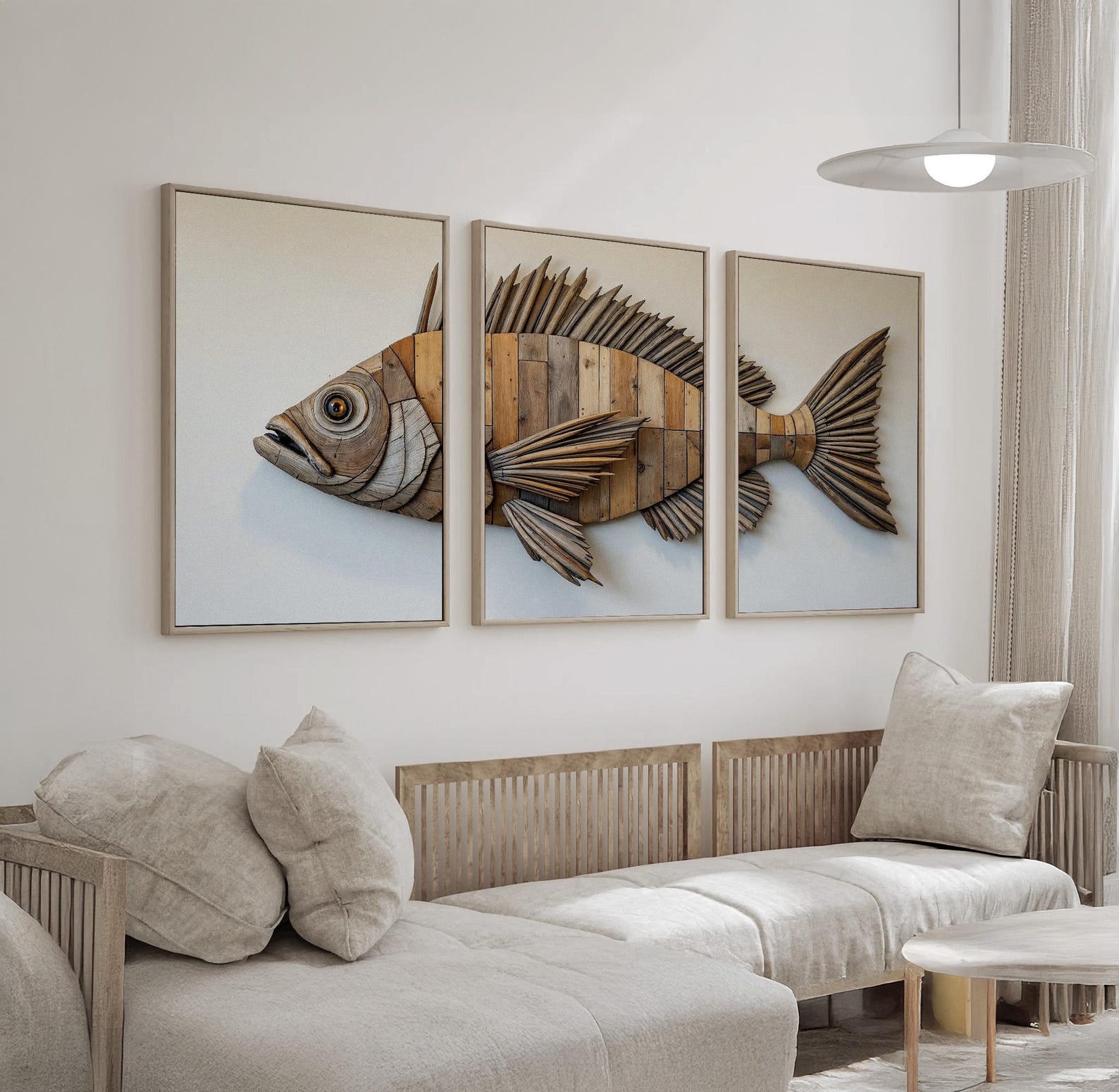 Coastal Fish Wall Art Set of 3 | Rustic Wooden Plank Fish Sculpture ...