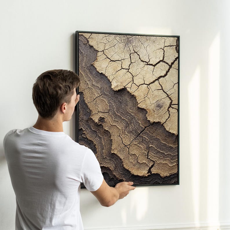 Rustic Earth Layer Wall Art Set of 3 | Nature Inspired Cracked Soil ...