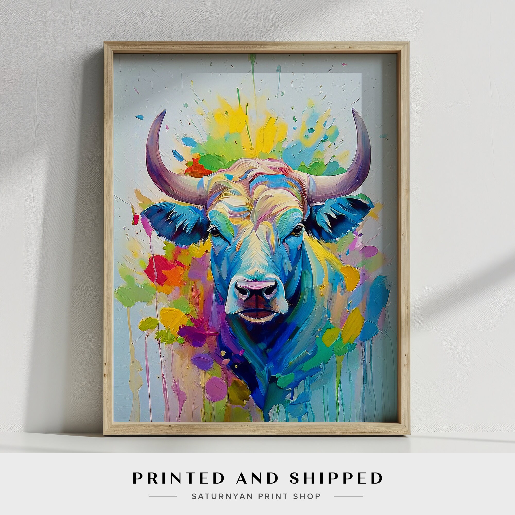 Bull Painting, Farmhouse Art, Animal Wall Decor, Rustic Decor, Majestic ...